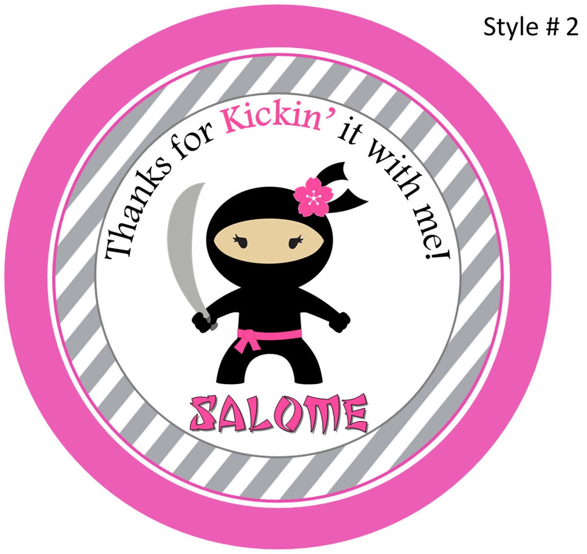 Printable Pink Ninja Girl Favor Tags Ninja Girl Thank You - Etsy