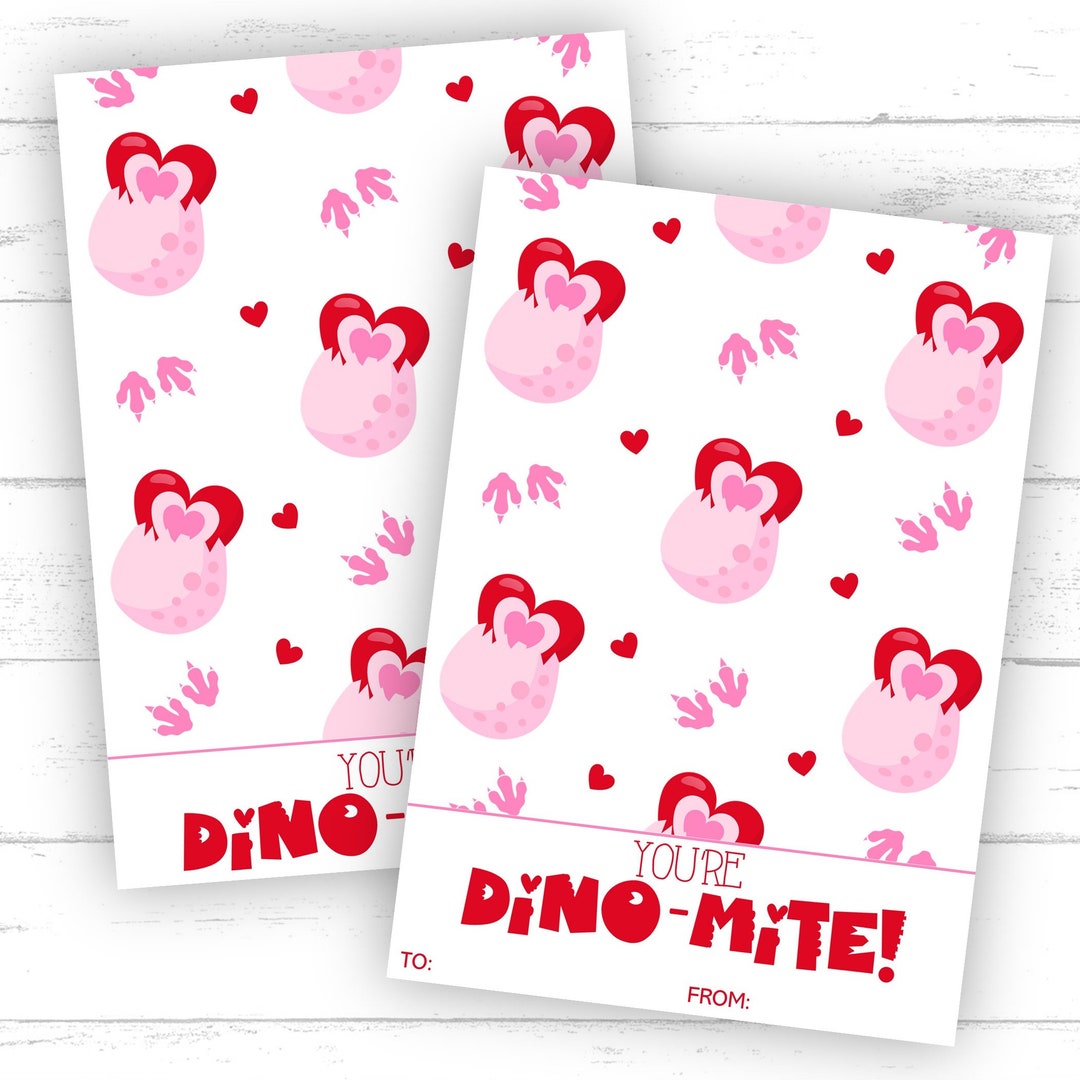 Printable Valentine You Are Dino-mite Cookie Cards, Valentine's Day ...
