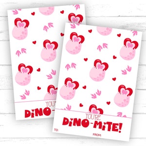 Printable Valentine You Are Dino-mite Cookie Cards, Valentine's Day ...