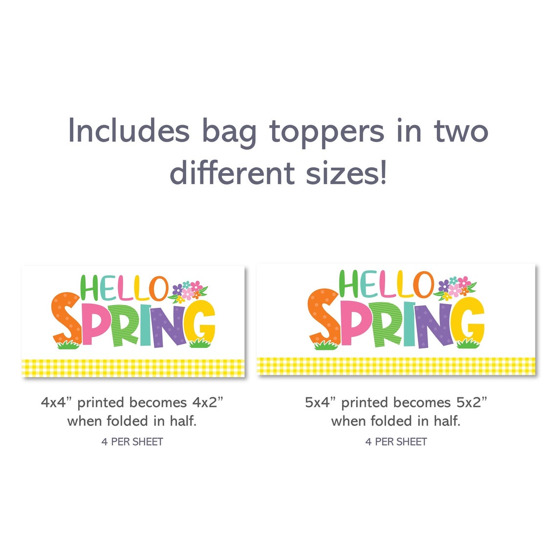 Printable Hello Spring Treat Bag Toppers Hello Spring Bag | Etsy