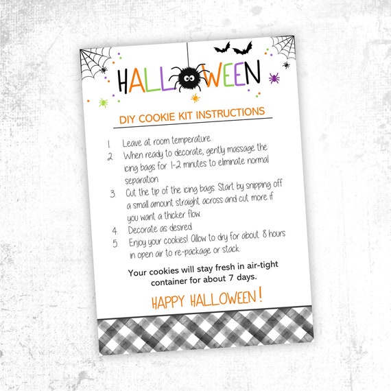 Printable Halloween DIY Cookie Kit Instructions Card | Etsy