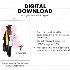 Personalized Doctor Graduation Print, Graduation Girl Print, Doctor ...