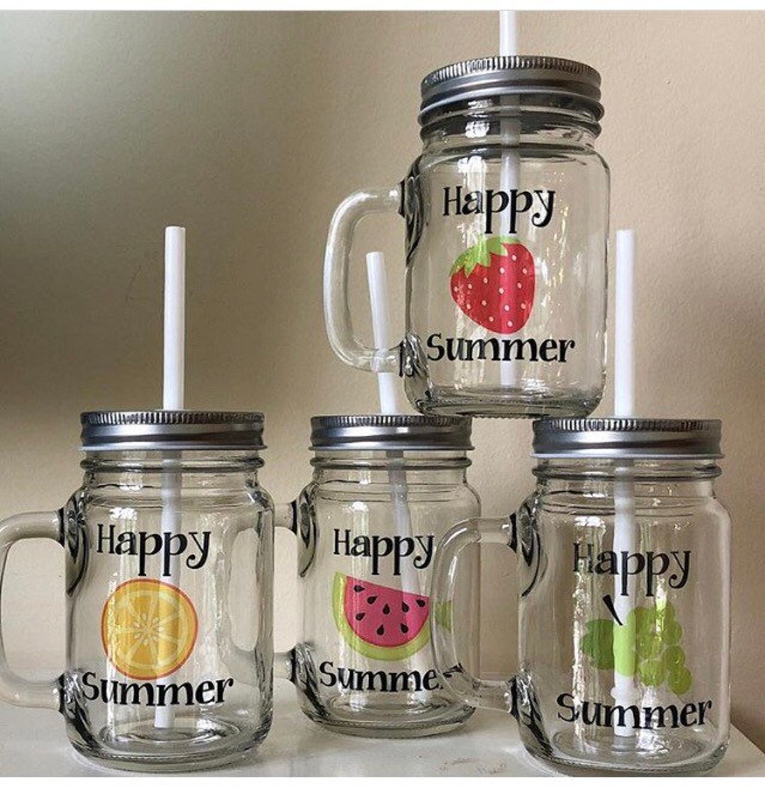 Mason Jar Summer Drink Set - Etsy