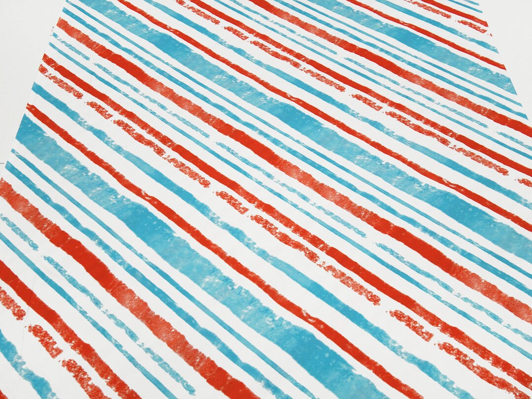 Fabric Viscose Jersey Cross-striped Striped White Red Turquoise Dress ...
