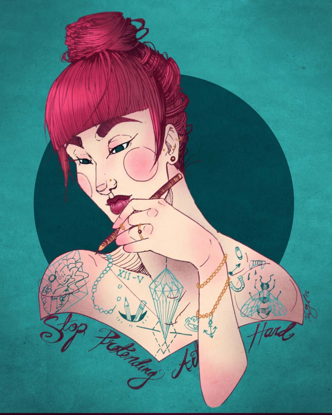 Amanda Tattoo Illustration Print - Etsy