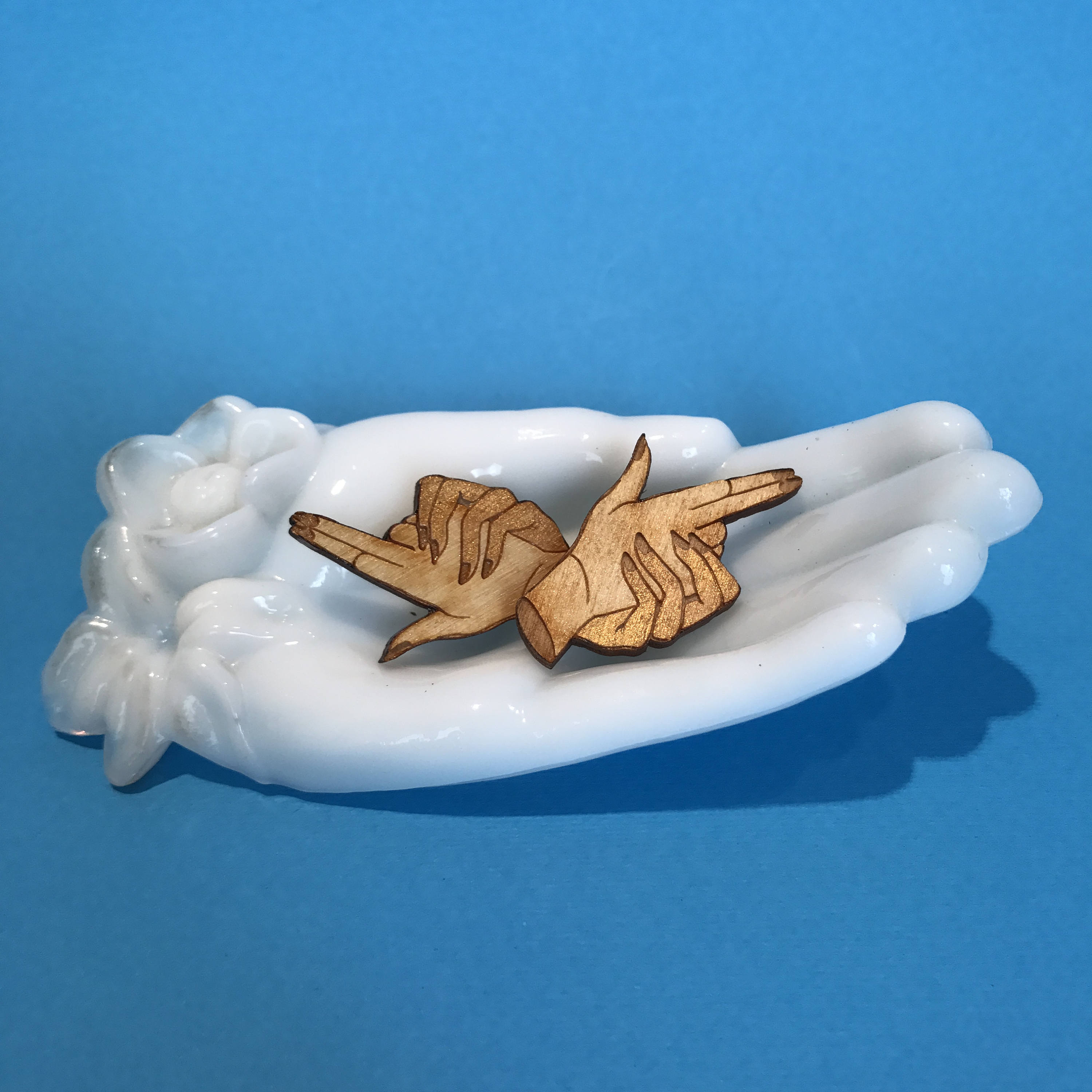 Finger Guns Hand-painted Laser Cut Wooden Pin - Etsy