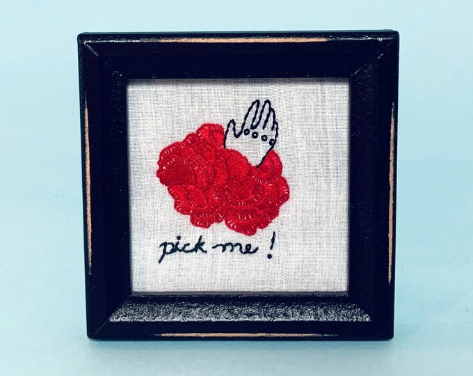 Pick Me Hand in Flower Framed Hand-embroidered Illustration - Etsy