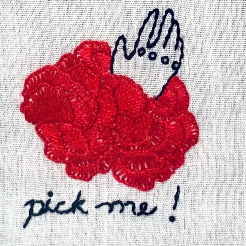 Pick me Hand in flower Framed hand-embroidered illustration | Etsy
