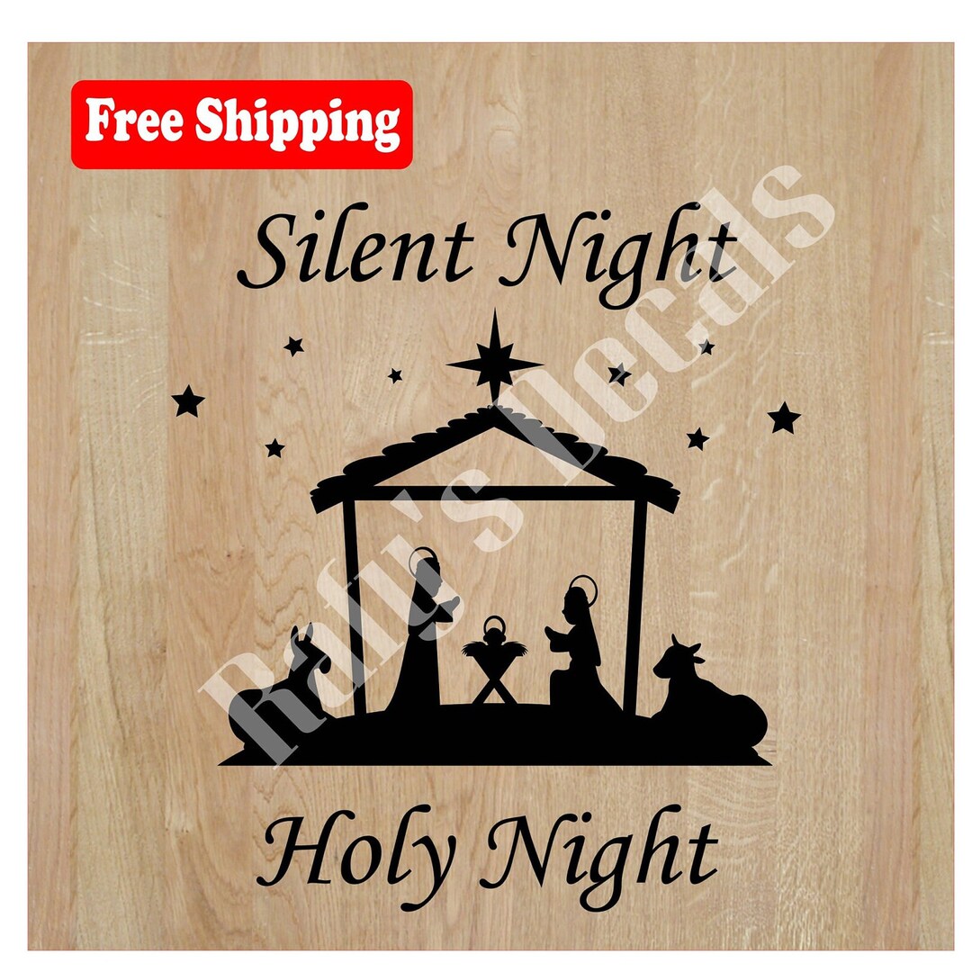 Silent Night Holy Night Vinyl Decal - Christmas Nativity Scene - Etsy