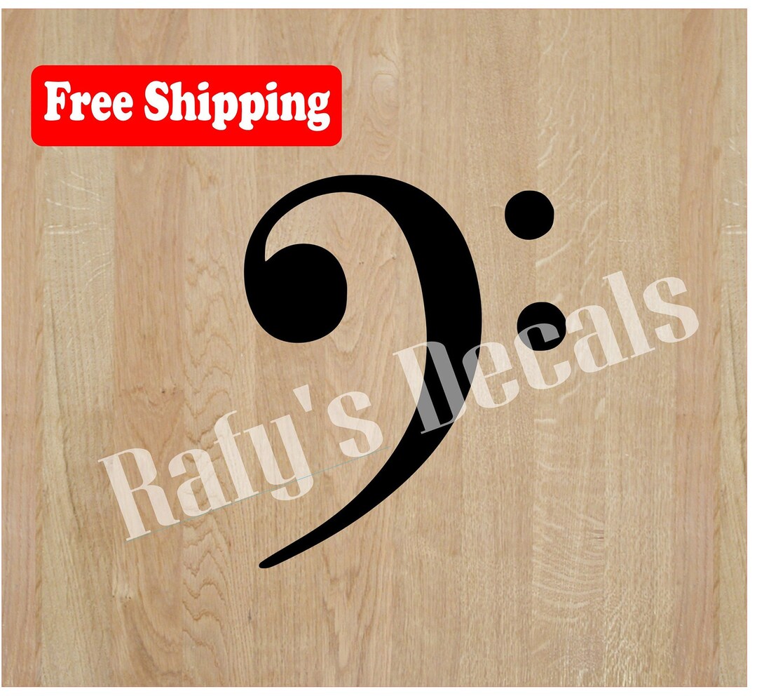 BASS CLEF VINYL Decal Sticker Music Choose Size and Color Free Shipping ...