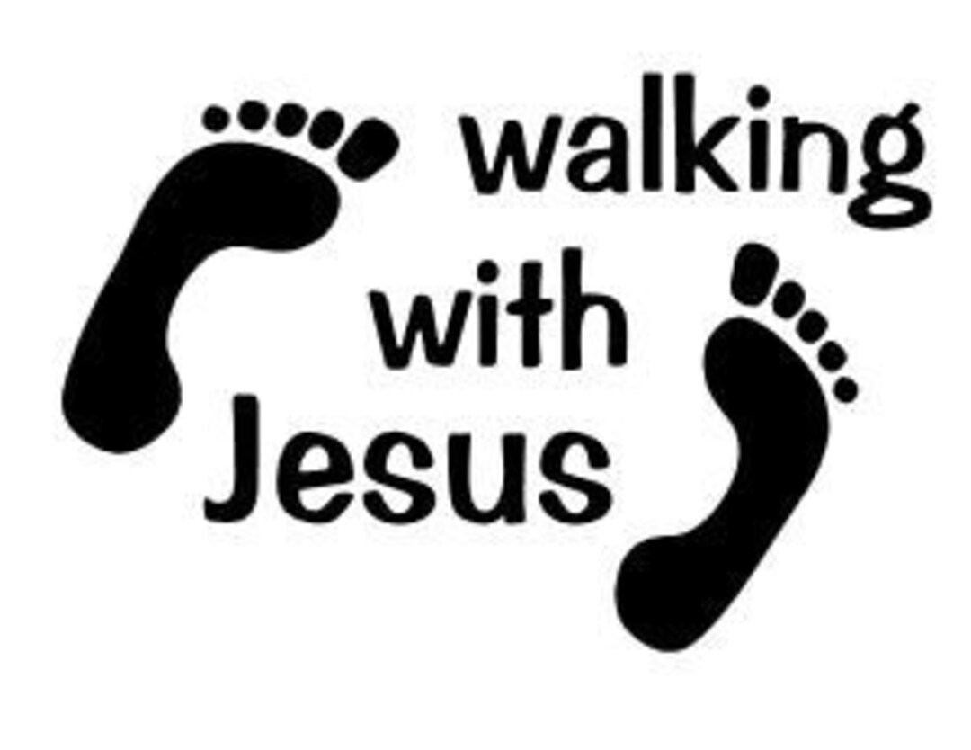 WALKING WITH JESUS Vinyl Decal Sticker Religious God Jesus Priest ...