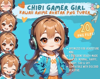 Kawaii Cozy Gamer Girl Pngtuber Cute Ready Gaming Vtuber Avatar for ...