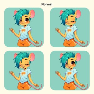 Cartoon Anime Anthro Cute Mouse Girl in Cozy Shirt Pngtuber | Kawaii ...