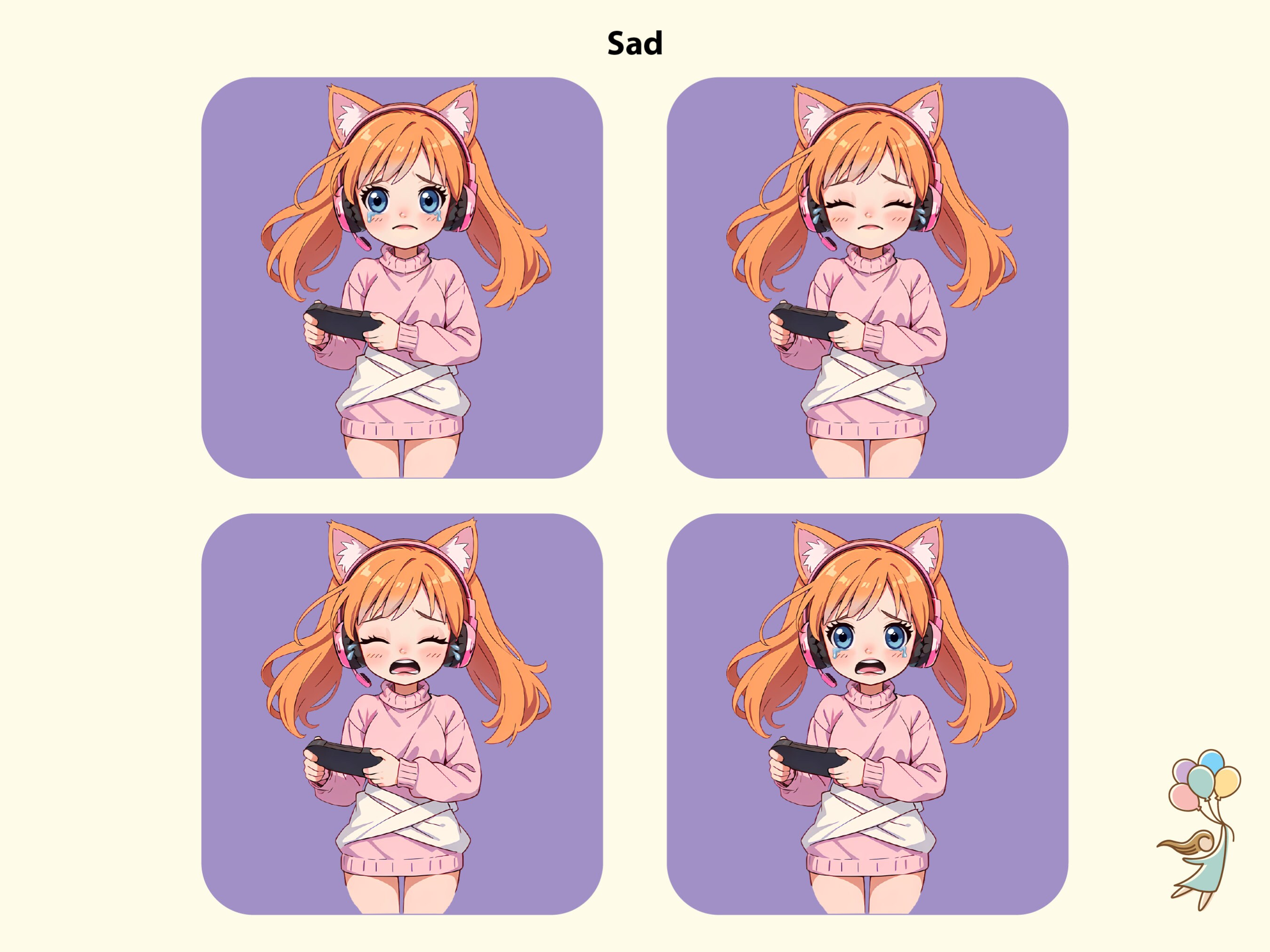 Cute Pink Sweater Cat Gamer Girl Pngtuber Kawaii Avatar for Streaming ...