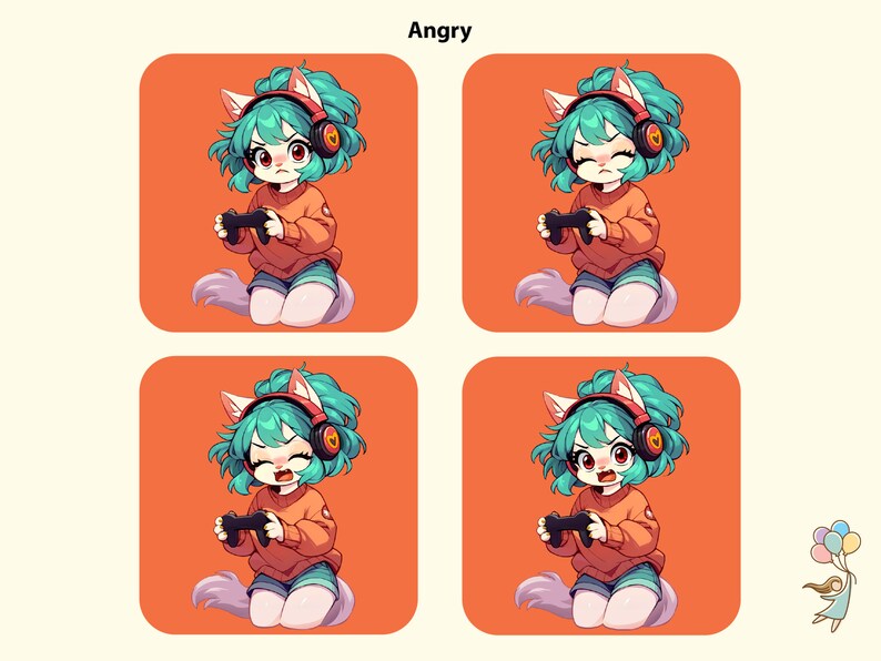 Anime Chibi Furry Cat Gamer Girl Orange Sweater Pngtuber Gaming Vtuber ...