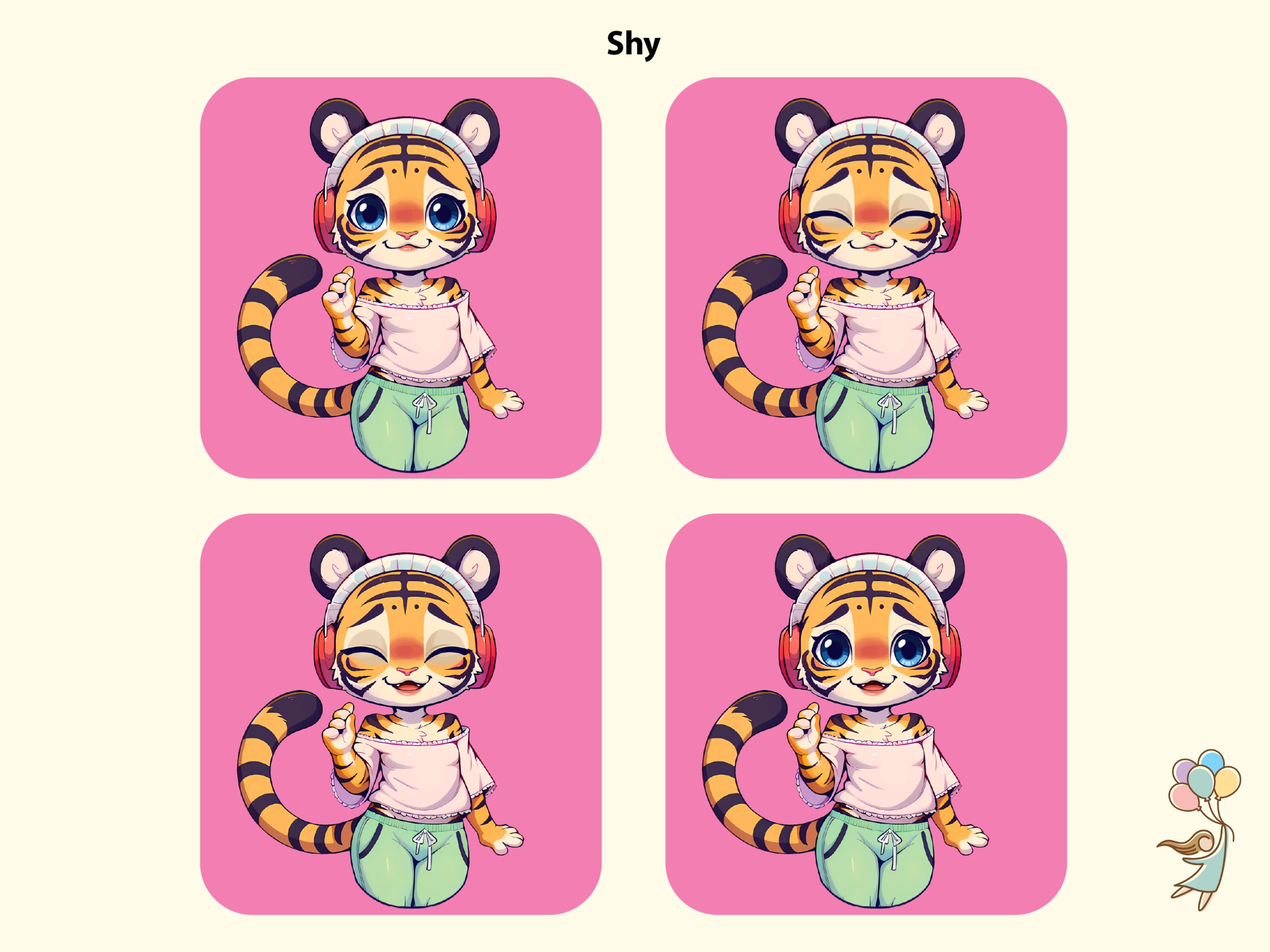 Cute Chibi Anime Anthro Gamer Tiger Girl in Comfy Sweatpants Pngtuber ...
