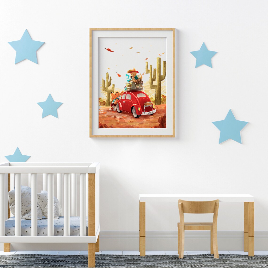 Cute Dogs Wall Decor, Whimsical Art Print, Kawaii Dog Poster, Adventure ...