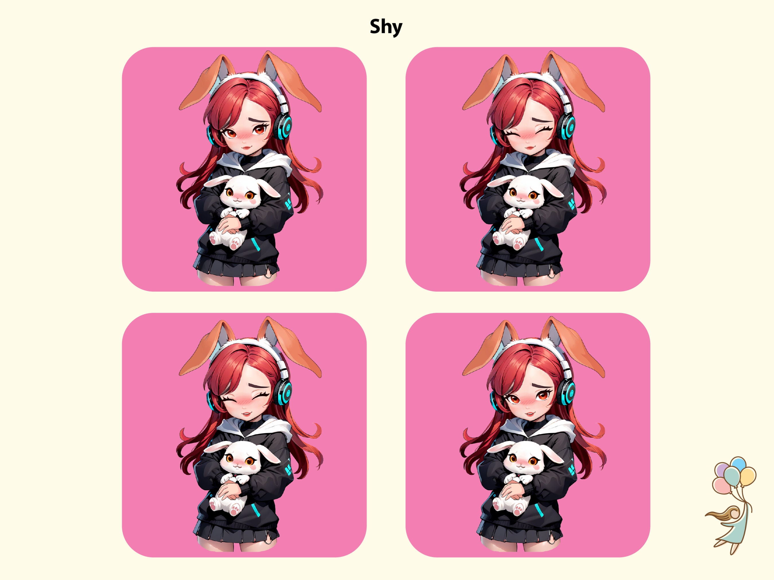 Anime Chibi Bunny Gamer Girl Pngtuber Kawaii Rabbit Gaming Vtuber ...