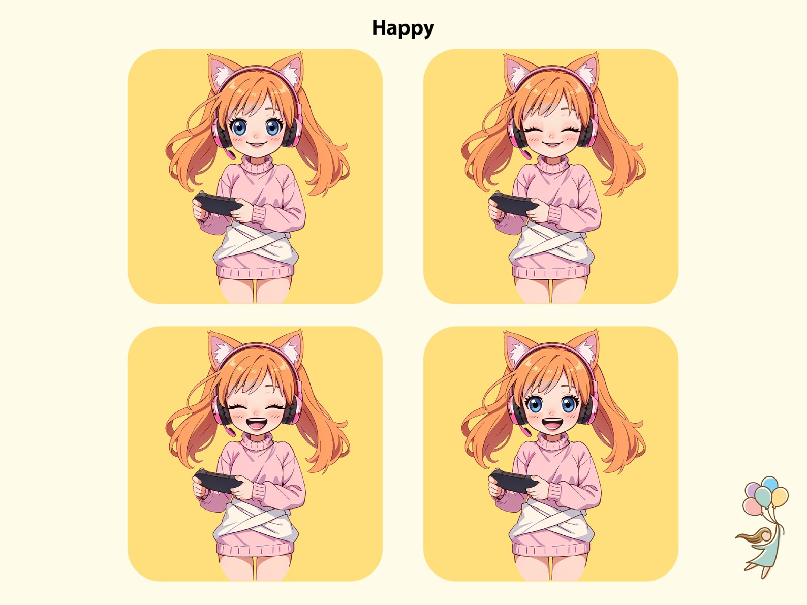 Cute Pink Sweater Cat Gamer Girl Pngtuber Kawaii Avatar for Streaming ...