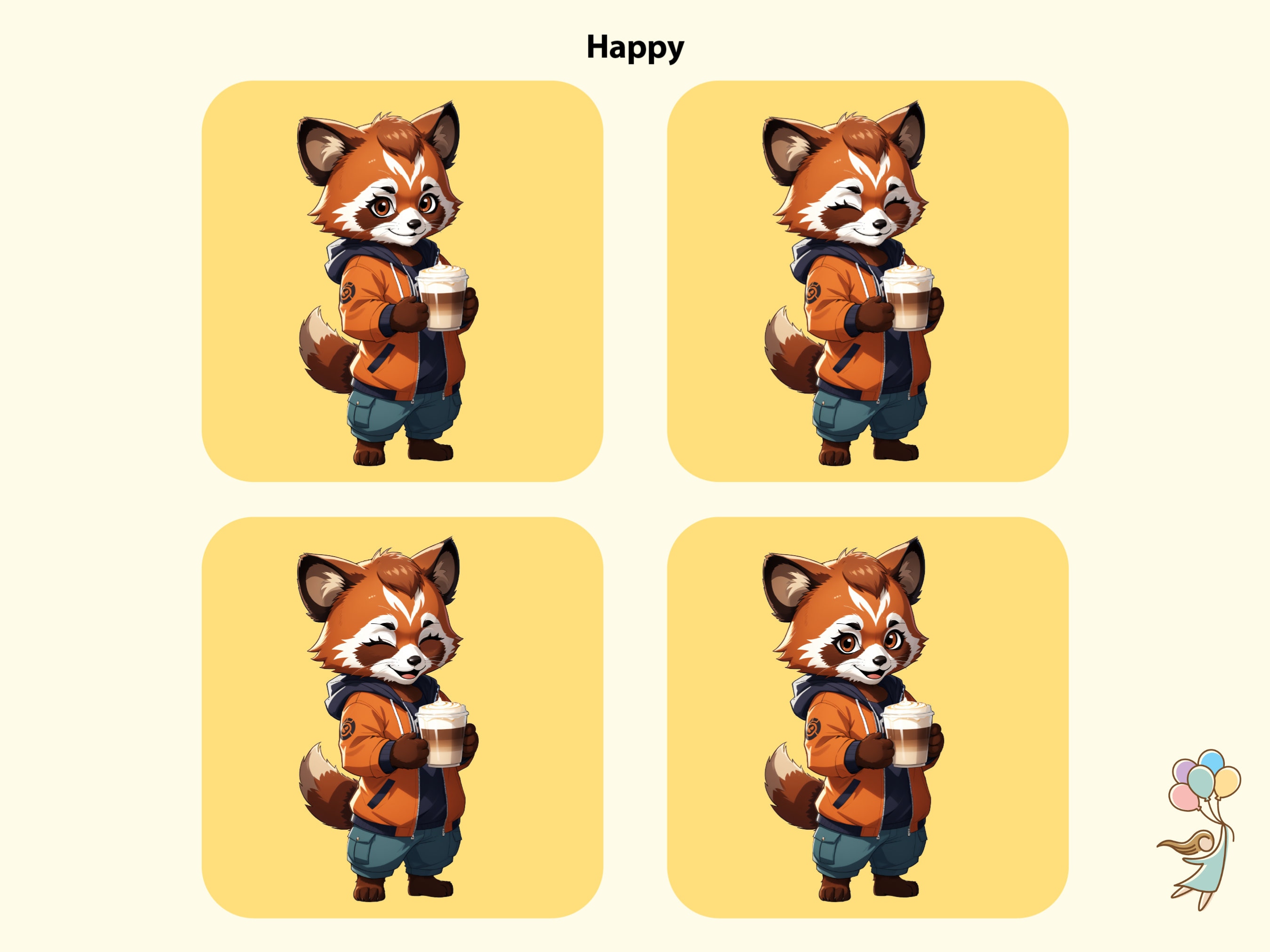 Kawaii Anime Red Panda Coffee Pngtuber | Cute Animal Gaming Vtuber ...