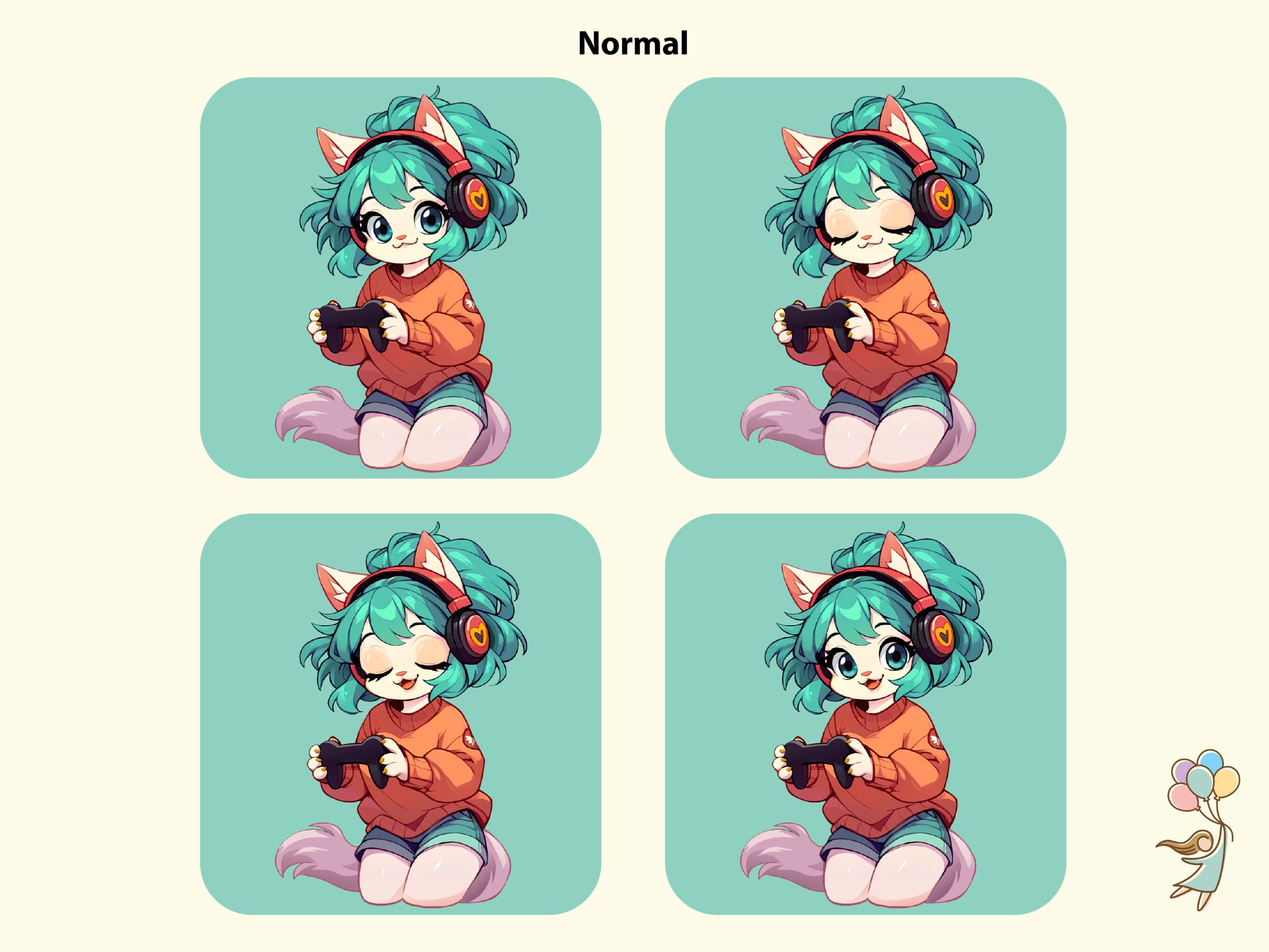 Anime Chibi Furry Cat Gamer Girl Orange Sweater Pngtuber | Gaming ...