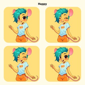 Cartoon Anime Anthro Cute Mouse Girl in Cozy Shirt Pngtuber | Kawaii ...