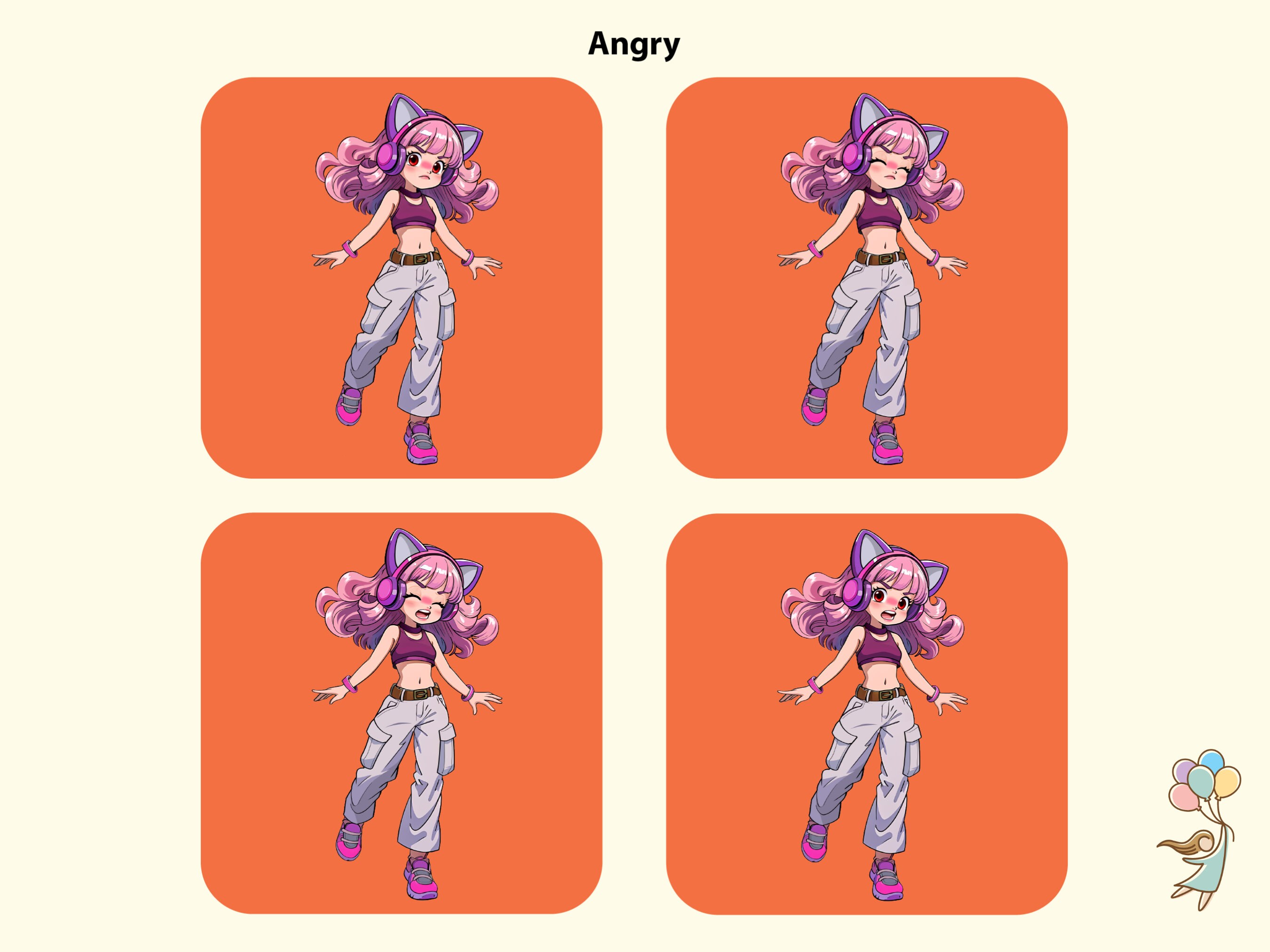 Chibi Purple Anime Gamer Cat Girl With Pink Hair Pngtuber Kawaii Chibi ...