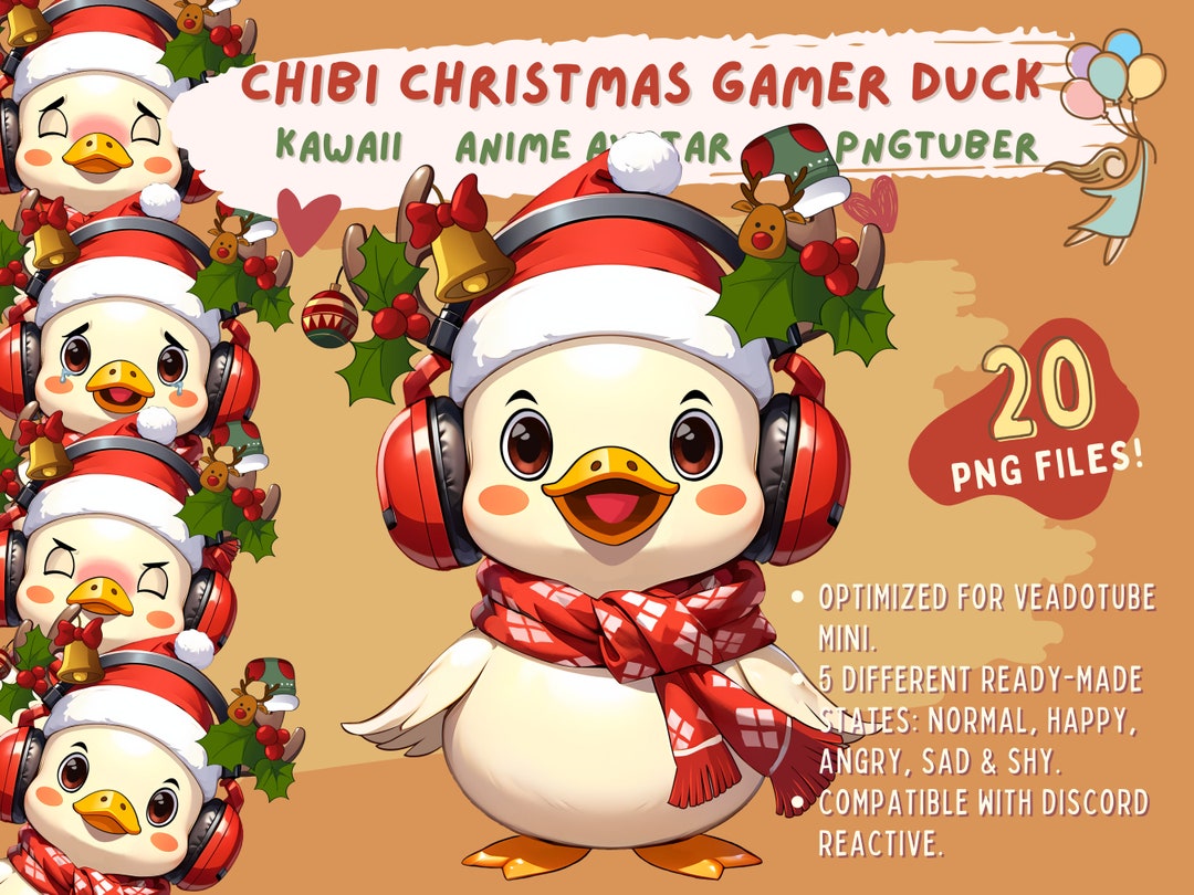 Chibi Christmas Winter Anthro Gamer Duck Pngtuber Kawaii Winter Holiday ...
