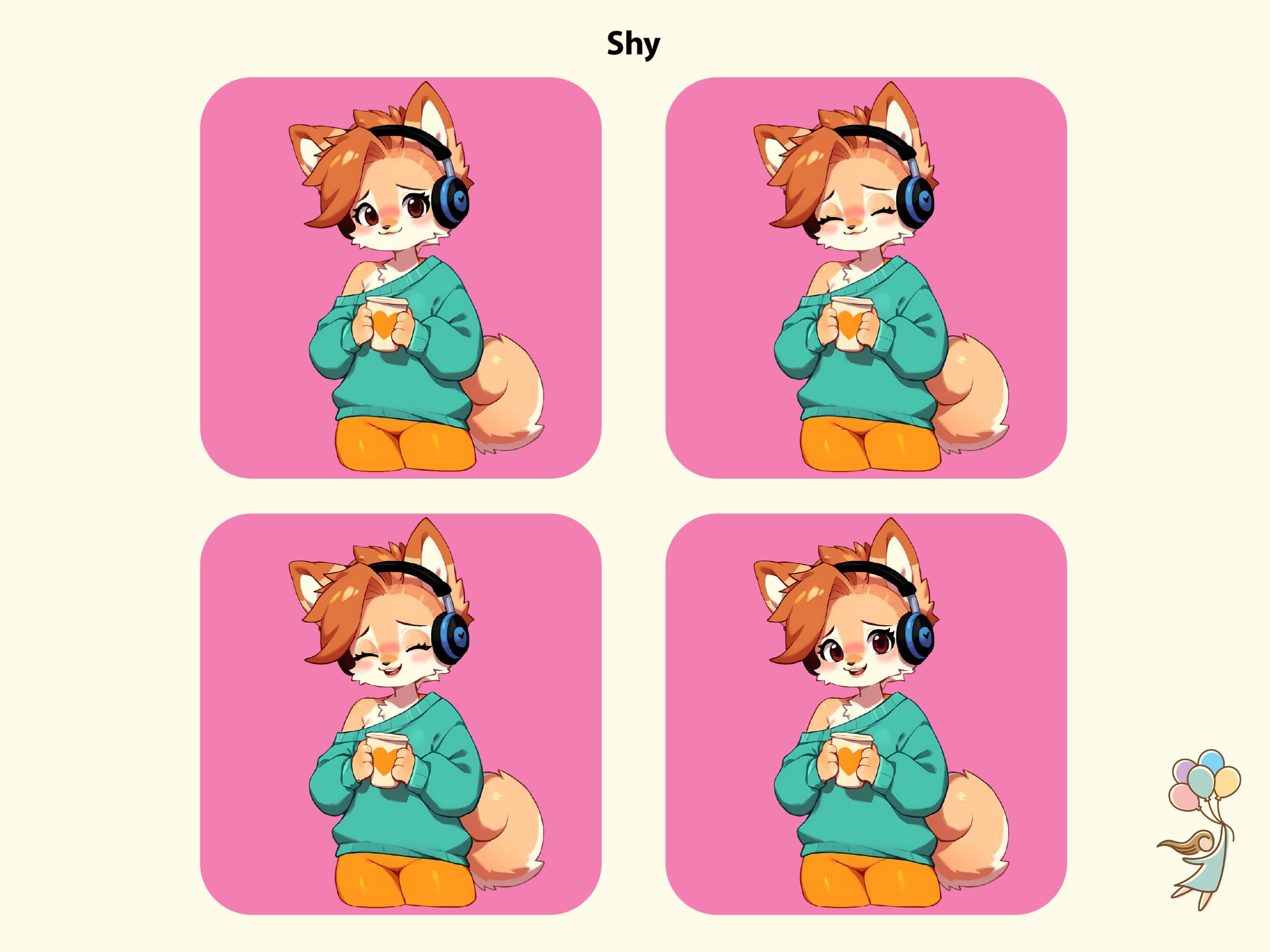 Cute Cartoon Anthro Gamer Girl Shiba Inu Dog Pngtuber | Chibi Gaming ...