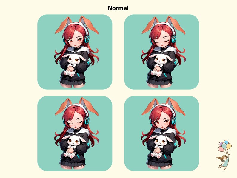 Anime Chibi Bunny Gamer Girl Pngtuber Kawaii Rabbit Gaming Vtuber ...