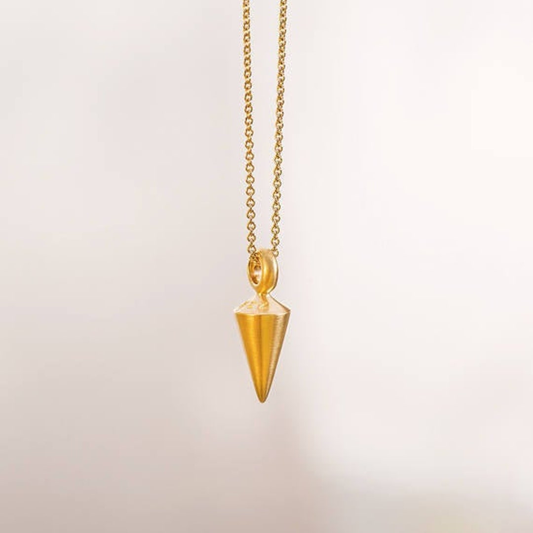 22k Solid Gold Plumb Line Pendant Necklace - Etsy