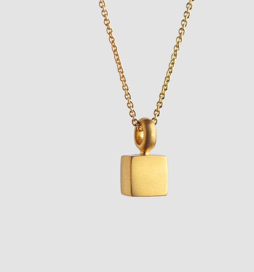 22k Gold Square Pendant ⦁ Charm Necklace Simple Pendant ⦁ Minimal ...