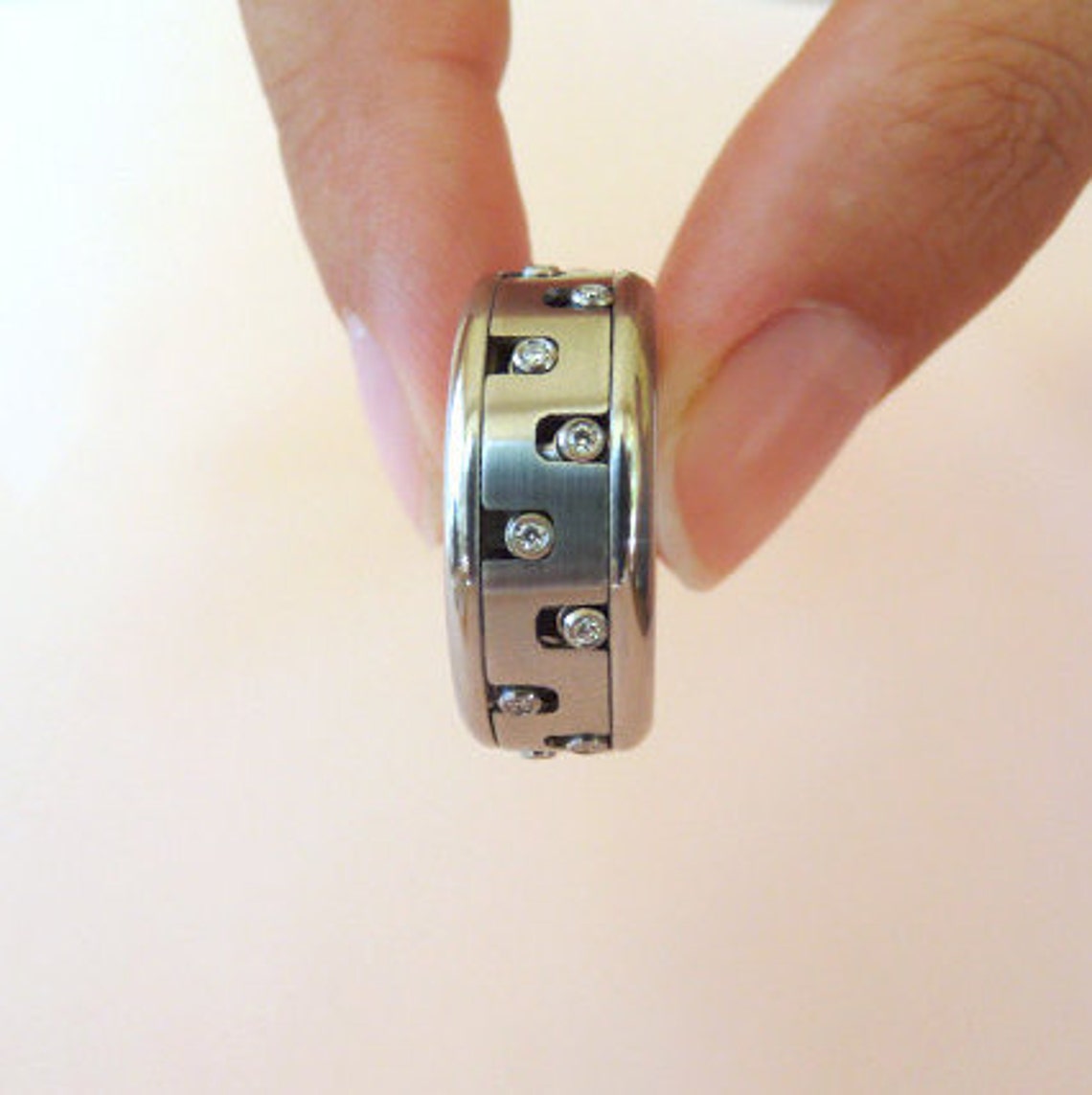 Mens Unique Ring Men's Diamond Spinner Ring Mixed Metal Jewelry ...