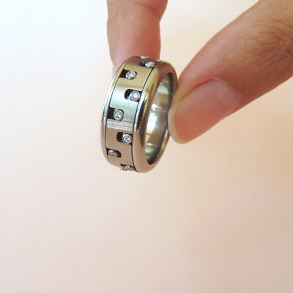 Mens Unique Ring Men's Diamond Spinner Ring Mixed Metal Jewelry ...