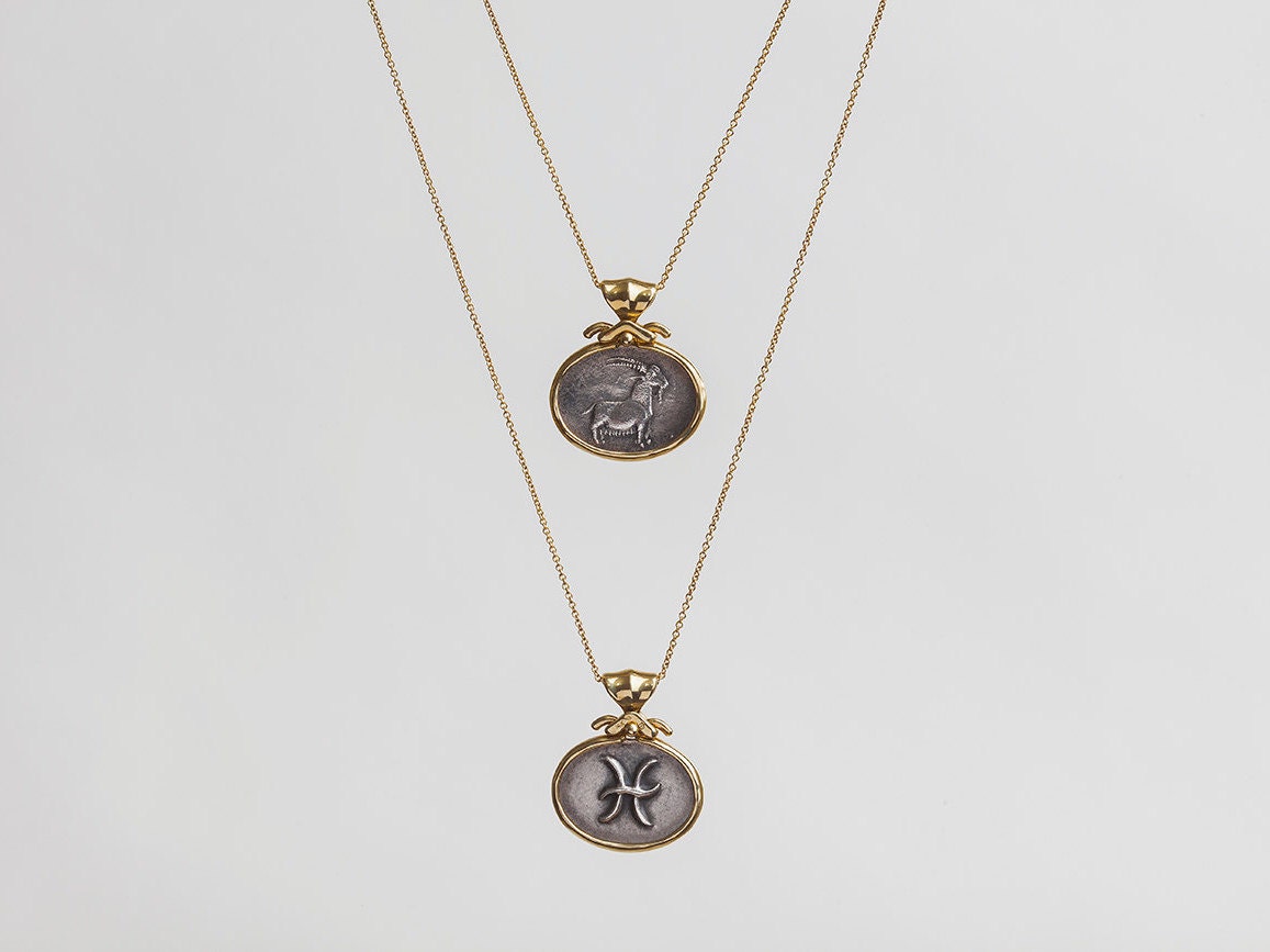 Large Sterling Silver Leo Zodiac Coin Pendant: 14k Gold Medallion - Etsy