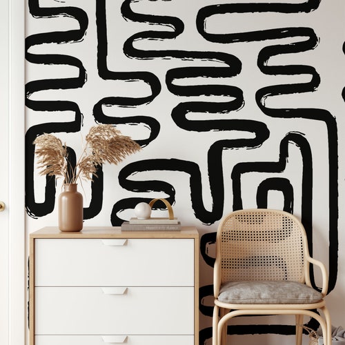 Abstract Black and White Peel and Stick Wallpaper Polka Dot - Etsy