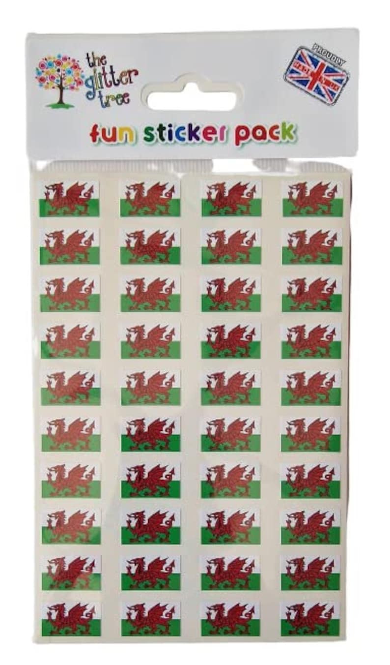 Welsh Dragon Stickers Pack of 80 Size 20 X 12mm Gloss Vinyl Material ...
