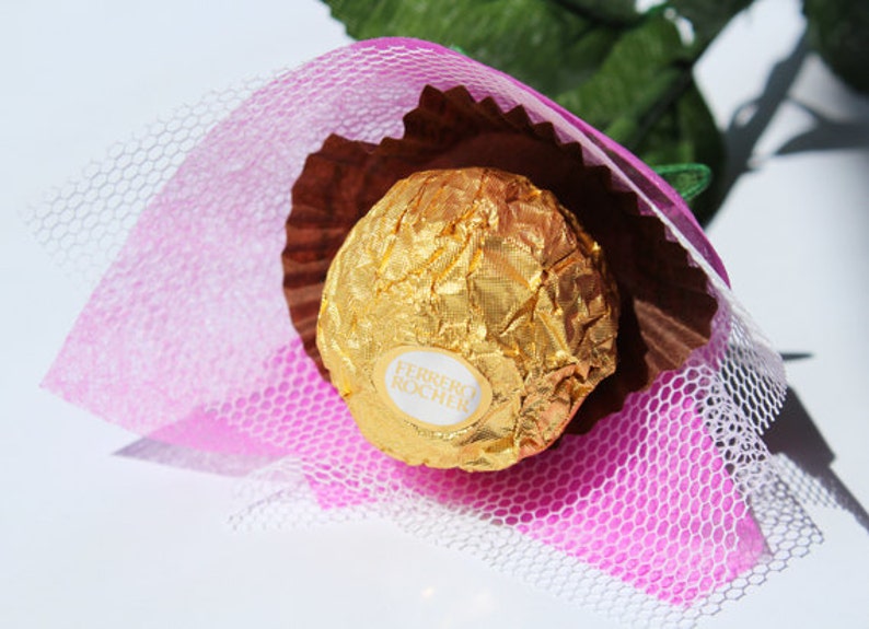 Valentine's Day! Pink Chocolate Rose Flowers - Ferrero Rocher, Edible ...