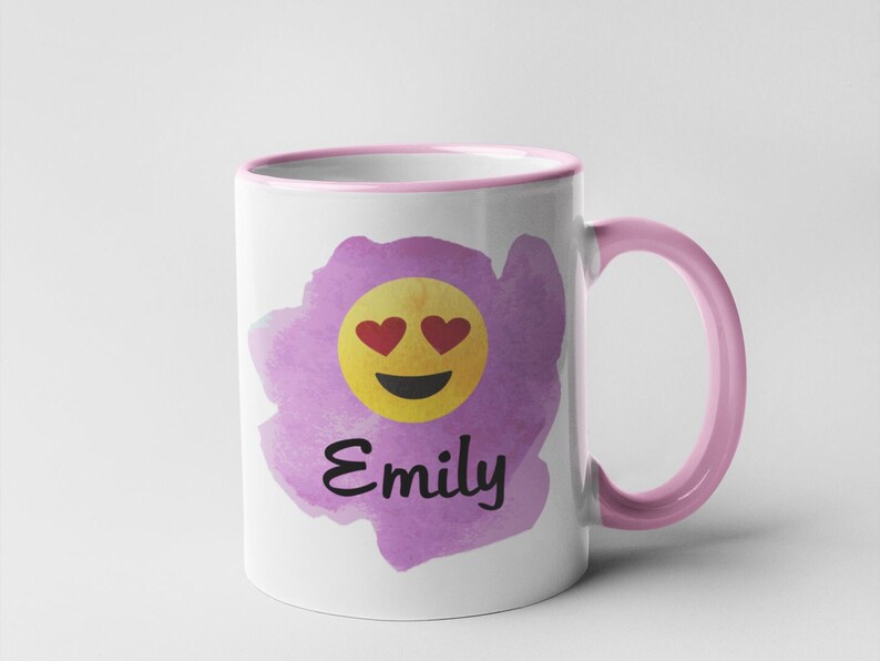 Coffee Mug Custom Emoji Mug Heart Eyes Your Name Customized Mug ...
