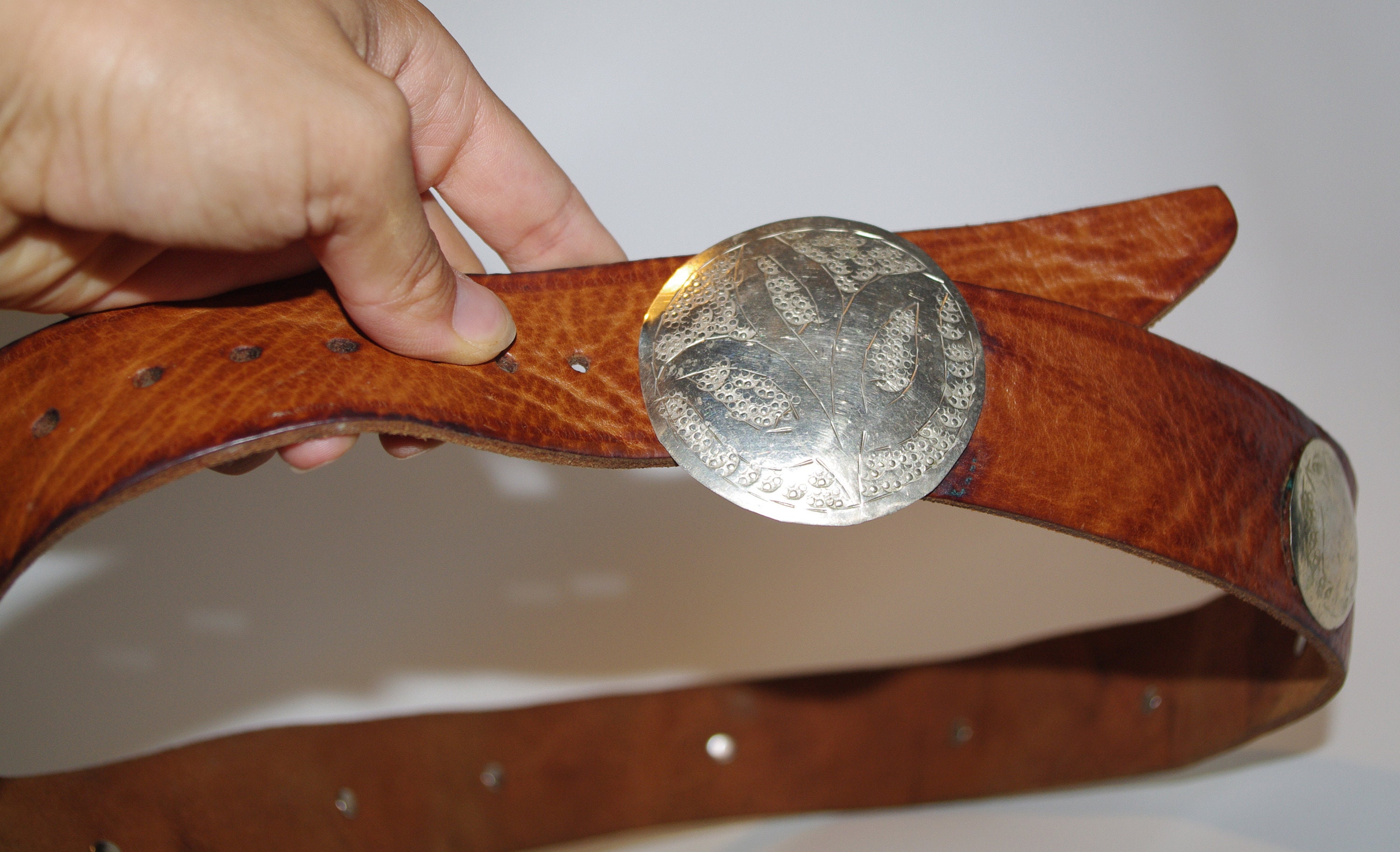 Rare Moroccan Belt 100% leather Floral Brown Handmade Tooled | Etsy