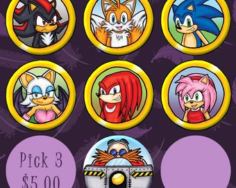 Sonic the Hedgehog Buttons - Etsy Australia