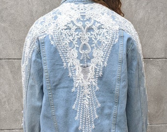 Denim Lace Jacket | Etsy