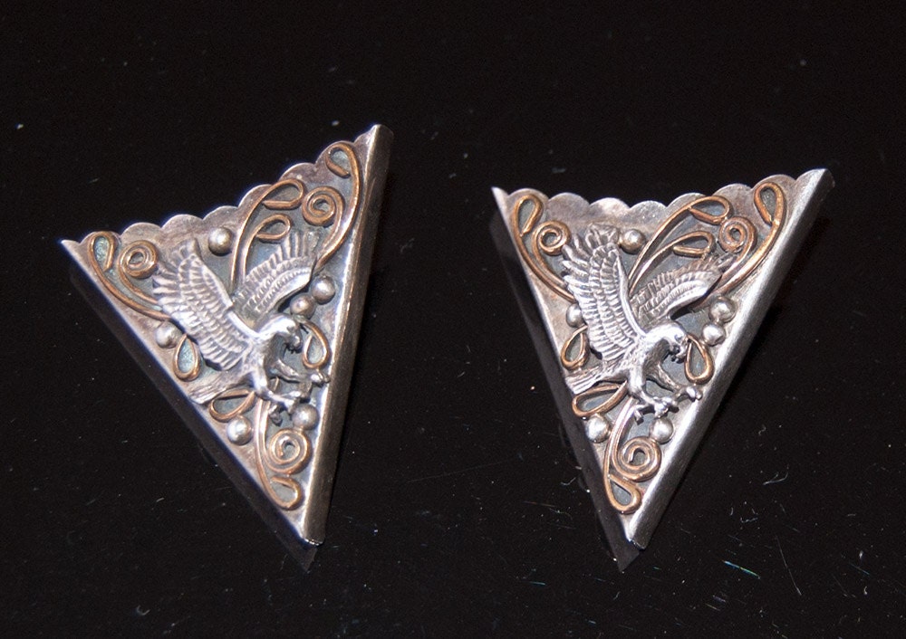 Beautiful Vintage Sterling Silver Eagle Design Collar Ends - Etsy