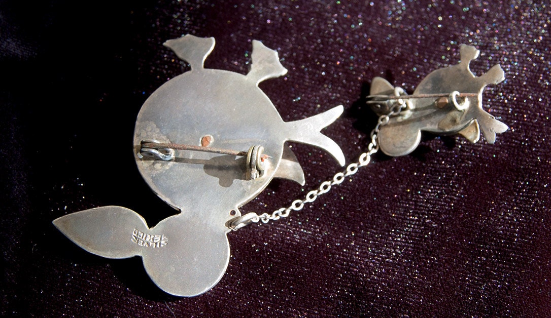 Unique Double Brooch/pin Vintage Sterling Silver Mexico - Etsy