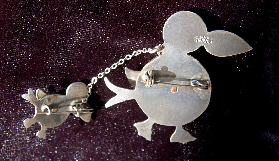 Unique Double Brooch/pin Vintage Sterling Silver Mexico - Etsy