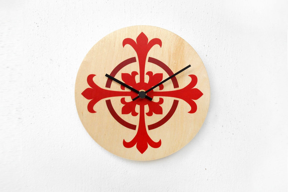 Medieval Wall Clock 20cm Pattern clock Wooden color clock | Etsy