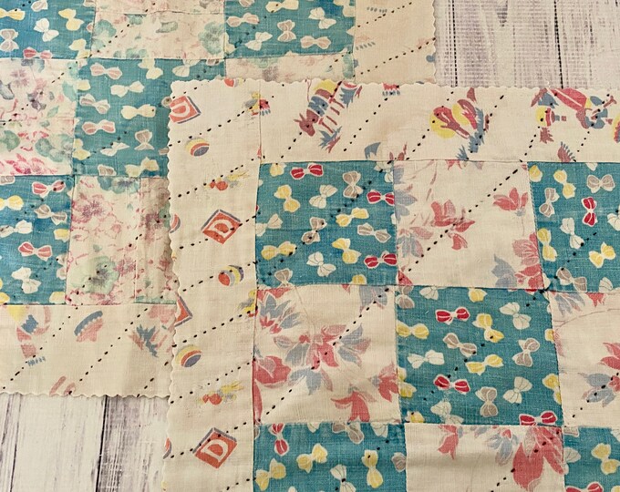 Vintage Nine Patch Quilt Squares With Batting and Backing From - Etsy