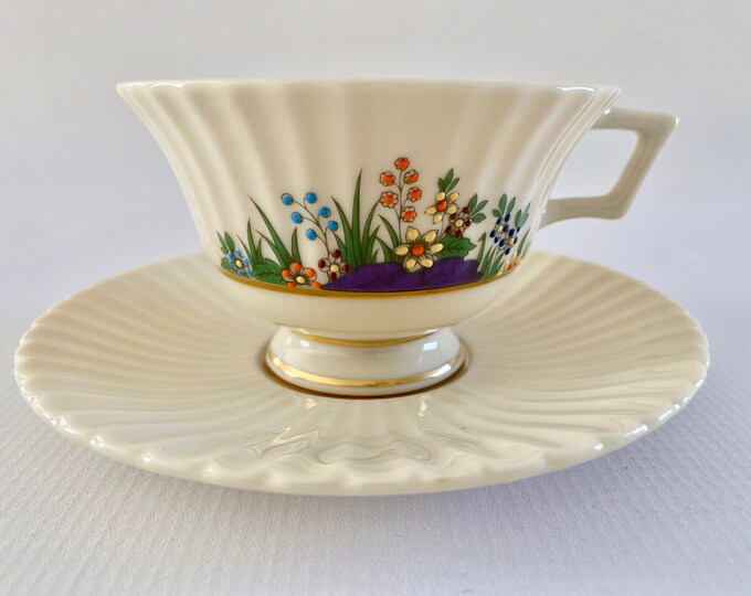 Lenox Rutledge Pattern Teacup and Saucer Set Enamelled Floral - Etsy