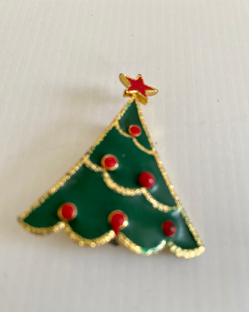 Vintage Lovely Enamel Sparkly Christmas Tree Pin Brooch in - Etsy