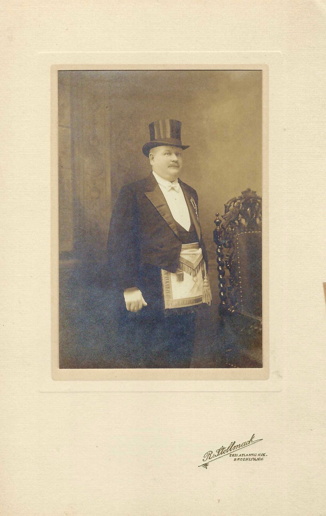 Antique Cabinet Card Man With Mustache in Tuxedo and Top Hat, Circa ...